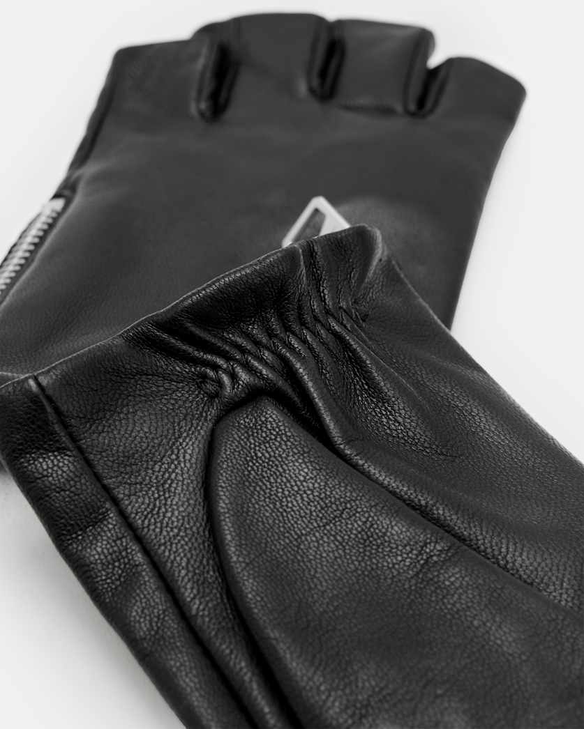 Charly Leather Fingerless Gloves BLACK/ANTQ NICKEL | ALLSAINTS Canada